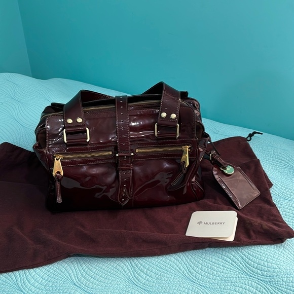 Mulberry | Bags | Mulberry Patent Leather Mabel Satchel With Buckle ...